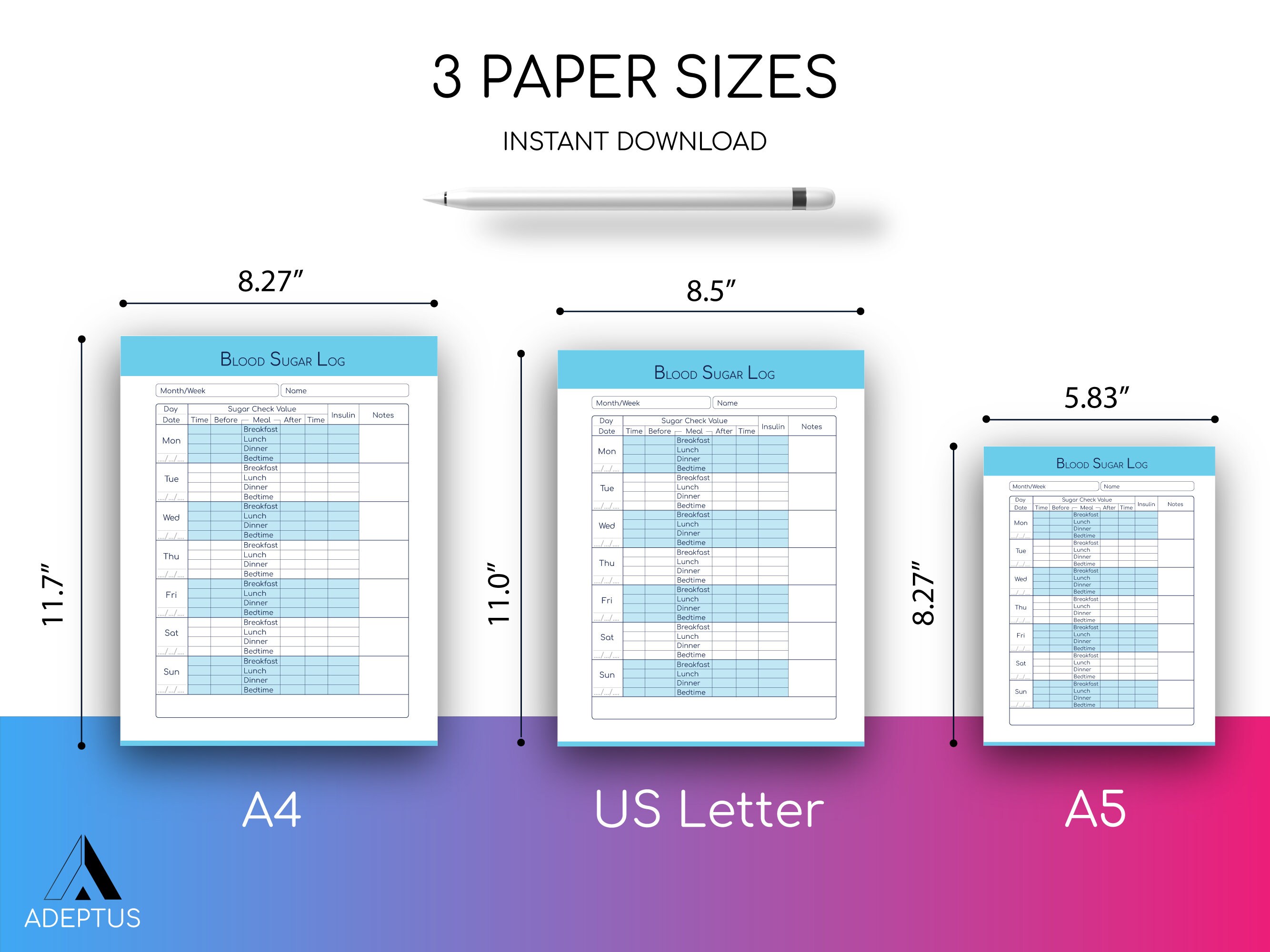 Printable Blood Sugar Glucose Log Book Graph Tracker Journal | Etsy