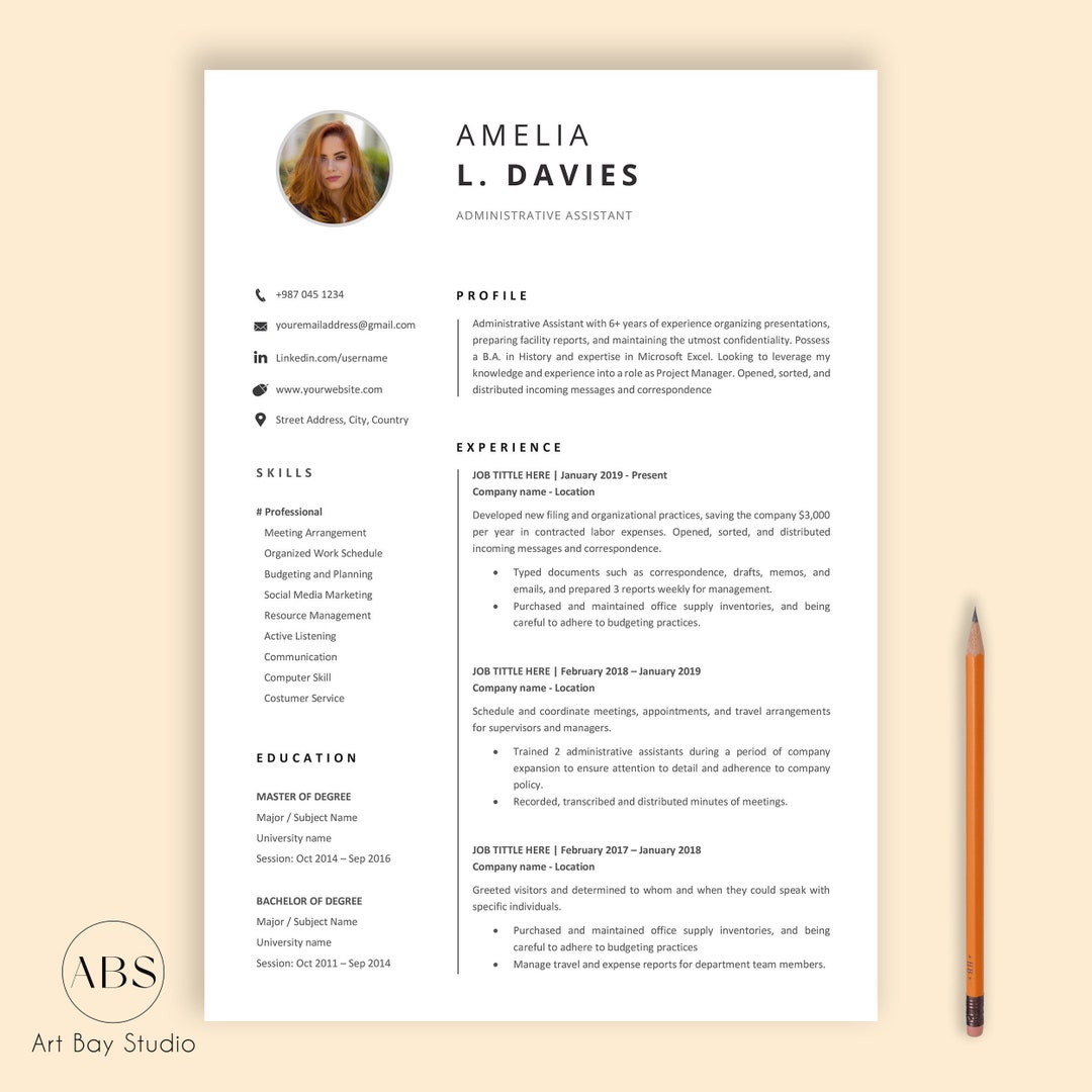 Curriculum Vitae, Professional Resume Template, 2 Pages CV Template ...