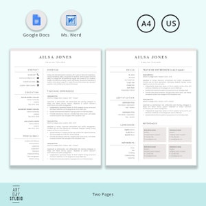 Clean Simple Resume, Professional Resume Template for MS Word, 2 Pages ...