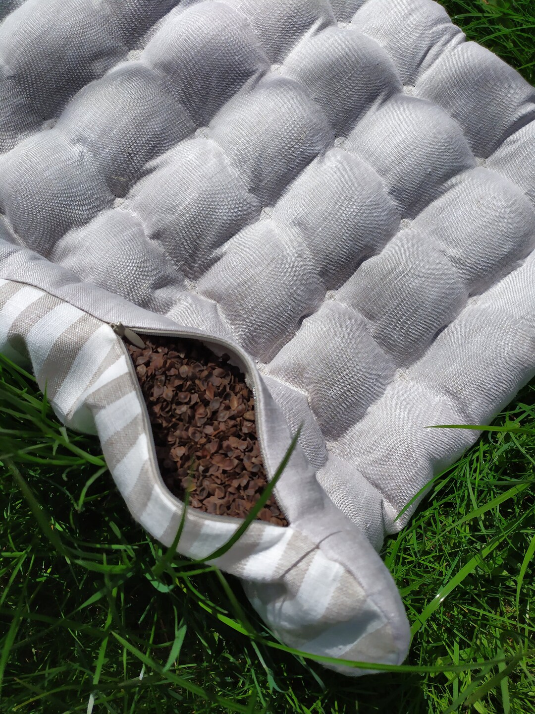 Natural Linen Floor Topper, Eco Yoga Floor Seating With Buckwheat Hulls ...