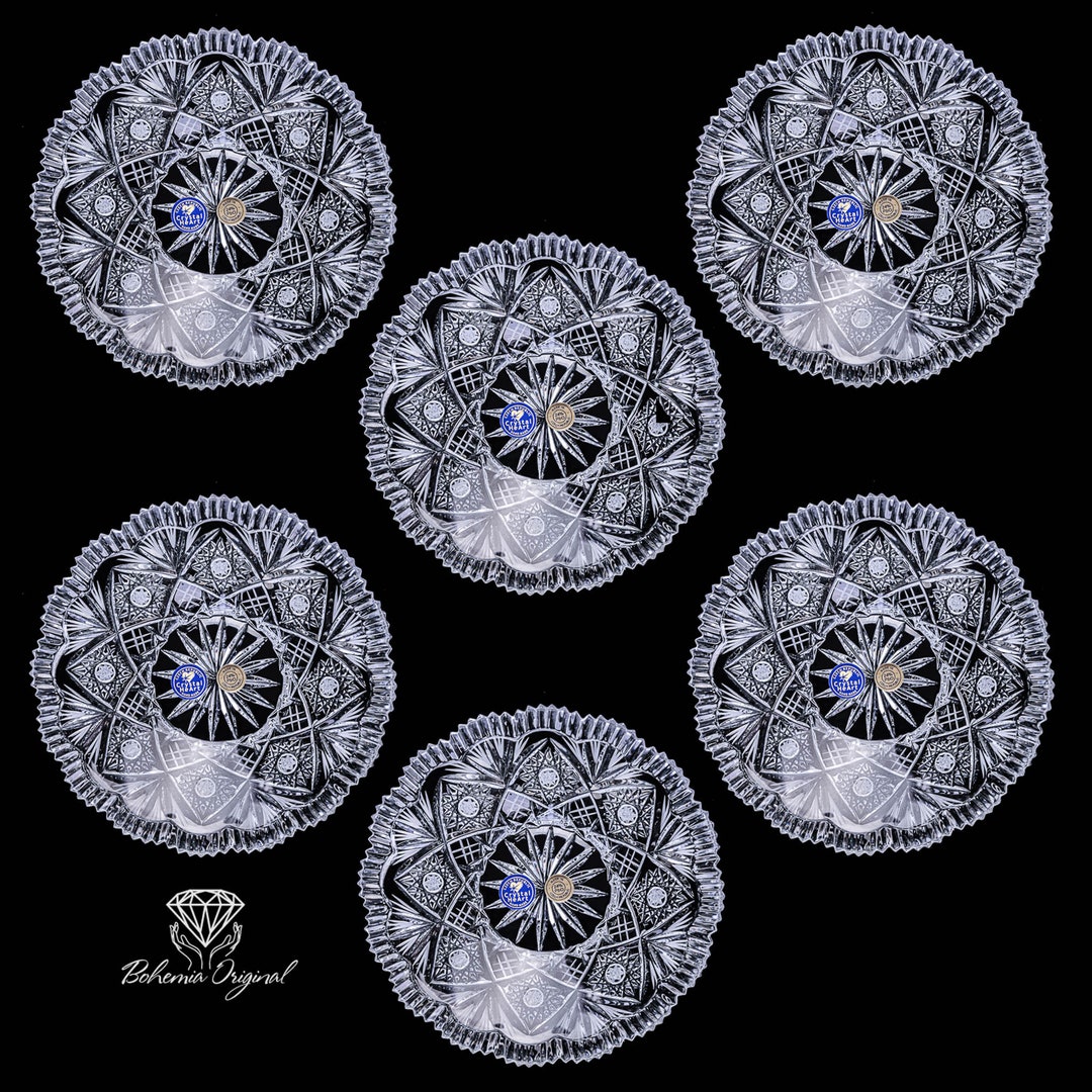 Handcut Crystal Plates - Set of 6 Round Lead Crystal Dishes - Etsy
