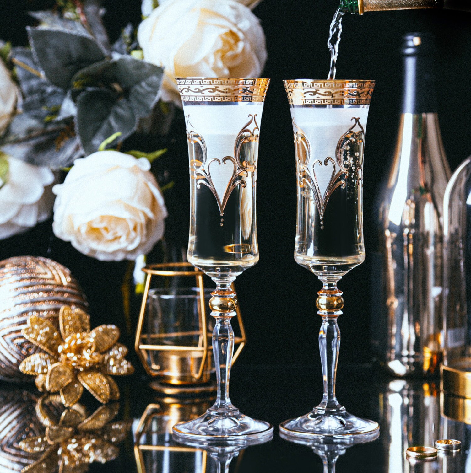 Crystal Champagne Glasses Grace Collection 6pcs 180ml - Etsy