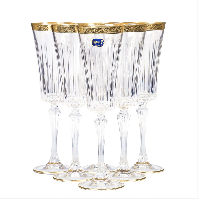 Crystal Champagne Glasses Timeless Collection 180ml 6pcs - Etsy