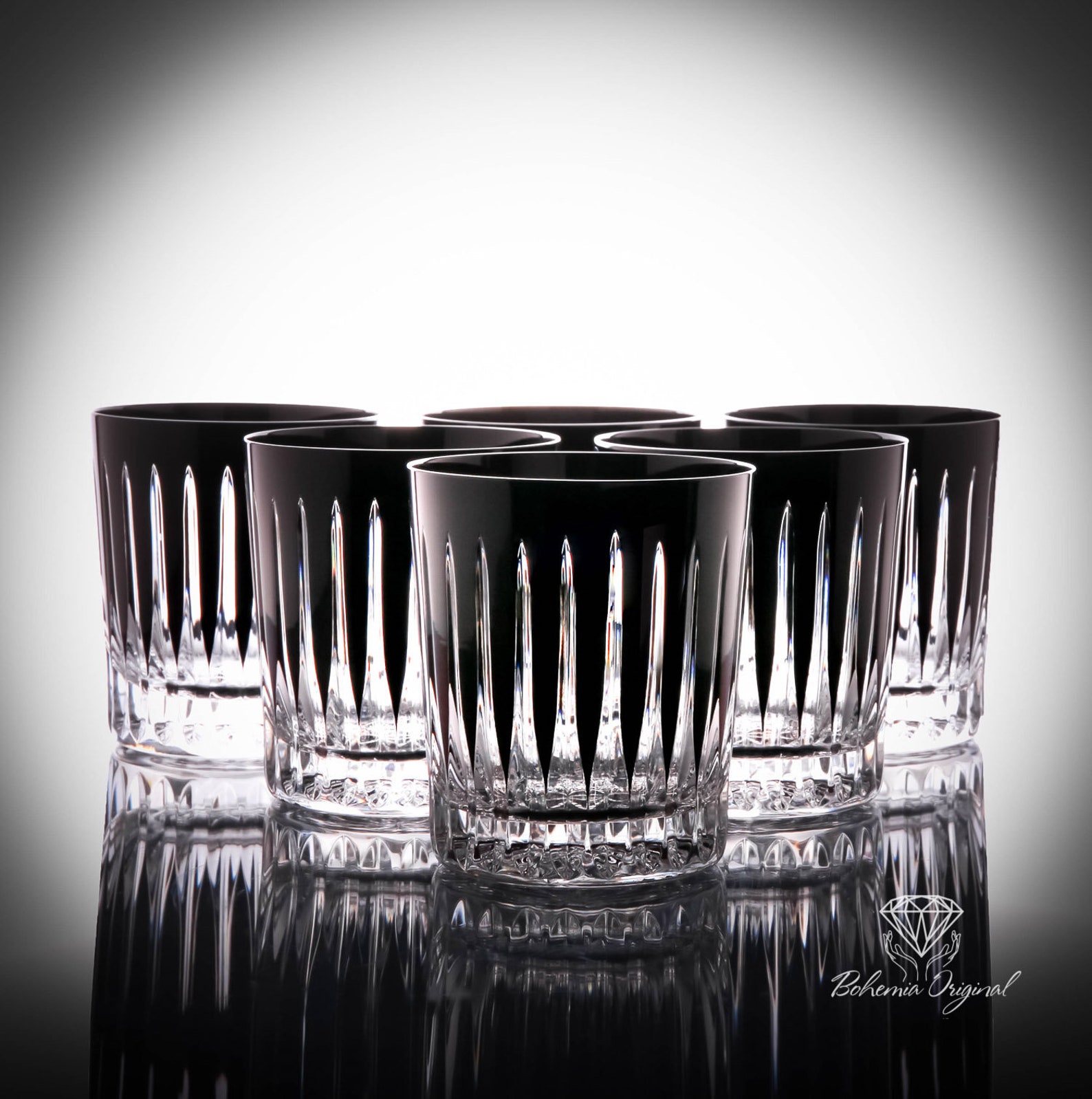 Crystal Whiskey Glasses Line Design Black Colour - Etsy