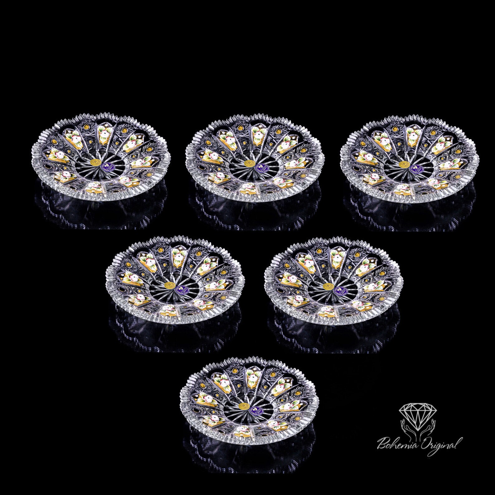 Set of Six Precious Crystal Plates - Etsy