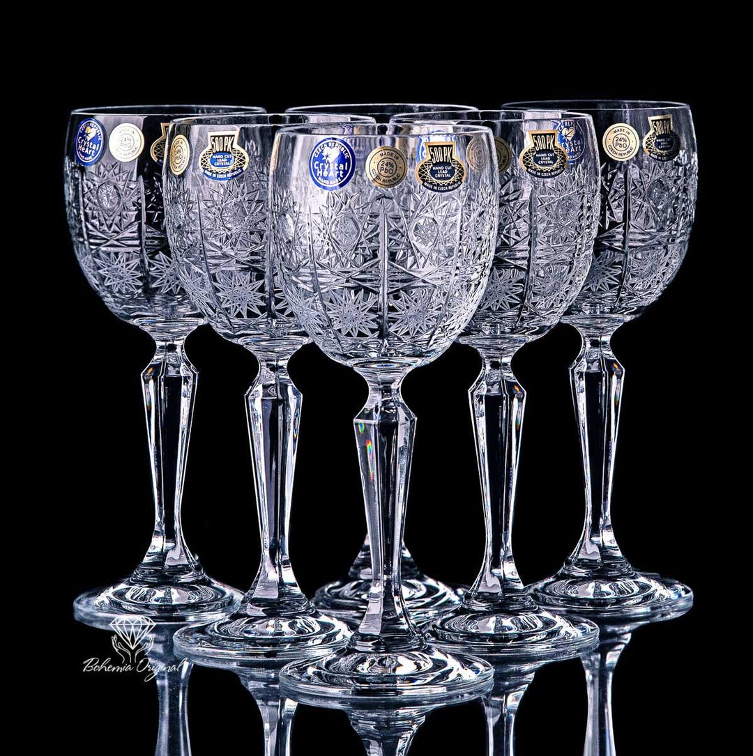 Bohemian Traditional Crystal White Wine Glasses – Elegant Handcrafted ...