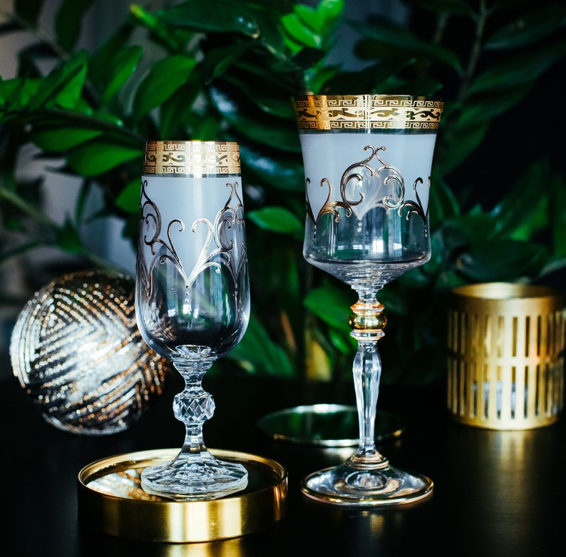 Champagne Glasses Bohemia Crystal Handmade Cut - Etsy