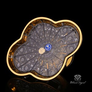 Flat Bohemia Crystal Gold Bowl on Stand - Etsy