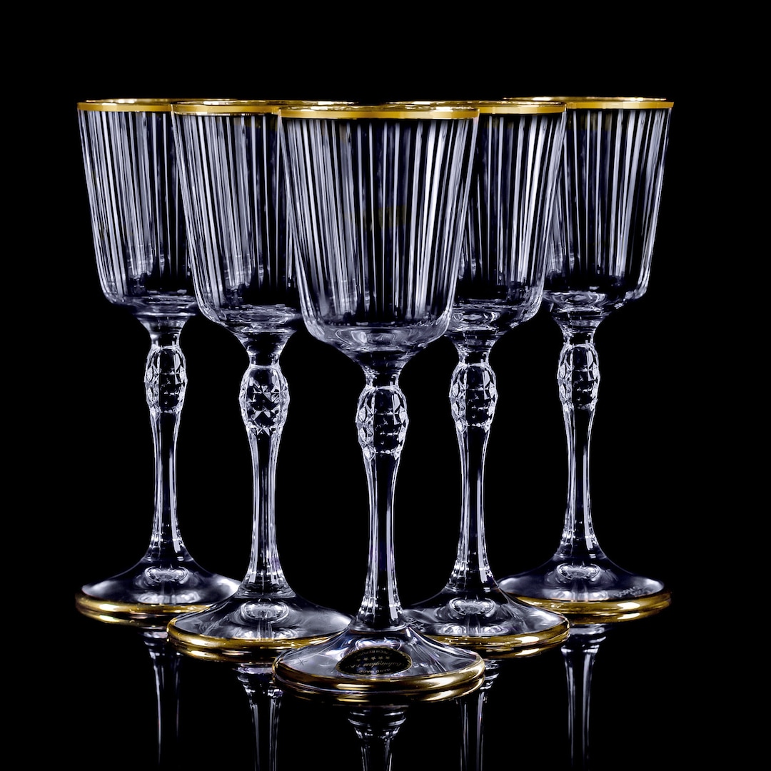 Bohemia Crystal Vodka Glasses Gold Line 6pcs 60ml - Etsy