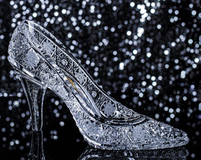 Stunning Wedding Cinderella Glass Slippers Silver Crystal Bridal Heels ...