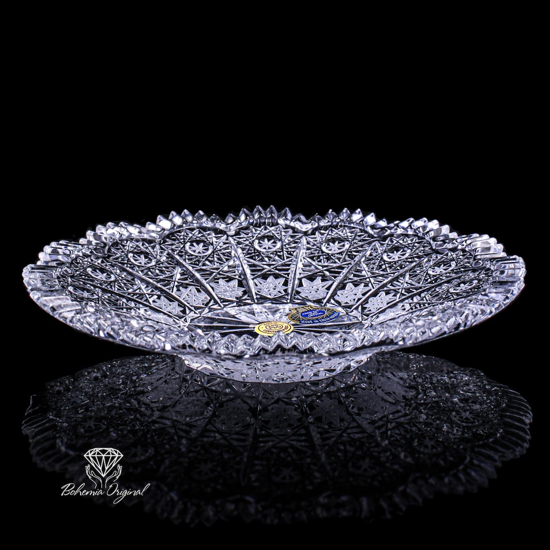 Traditional Round Handcut Crystal Plate - Etsy