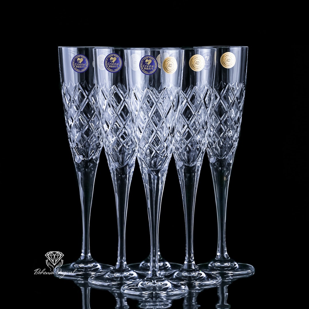 Champagne Lead Crystal Massive Glasses Karo Design - Etsy
