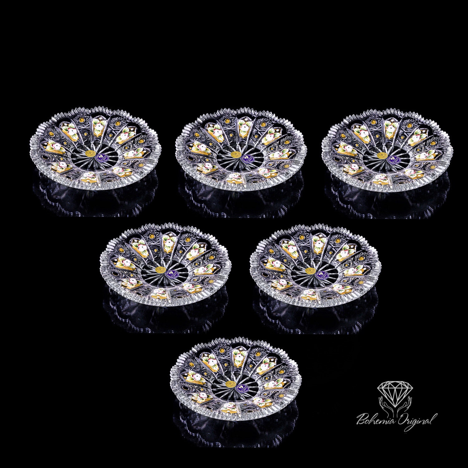 Set of Six Precious Crystal Plates - Etsy