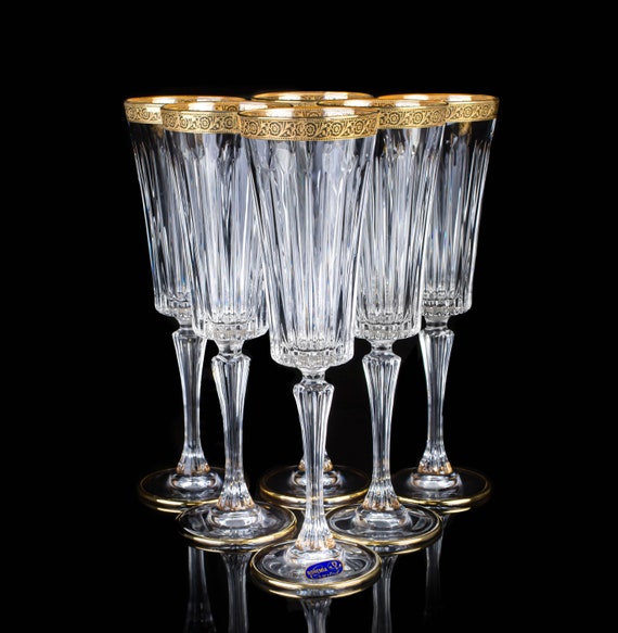 Crystal Champagne Glasses Timeless Collection 180ml 6pcs | Etsy