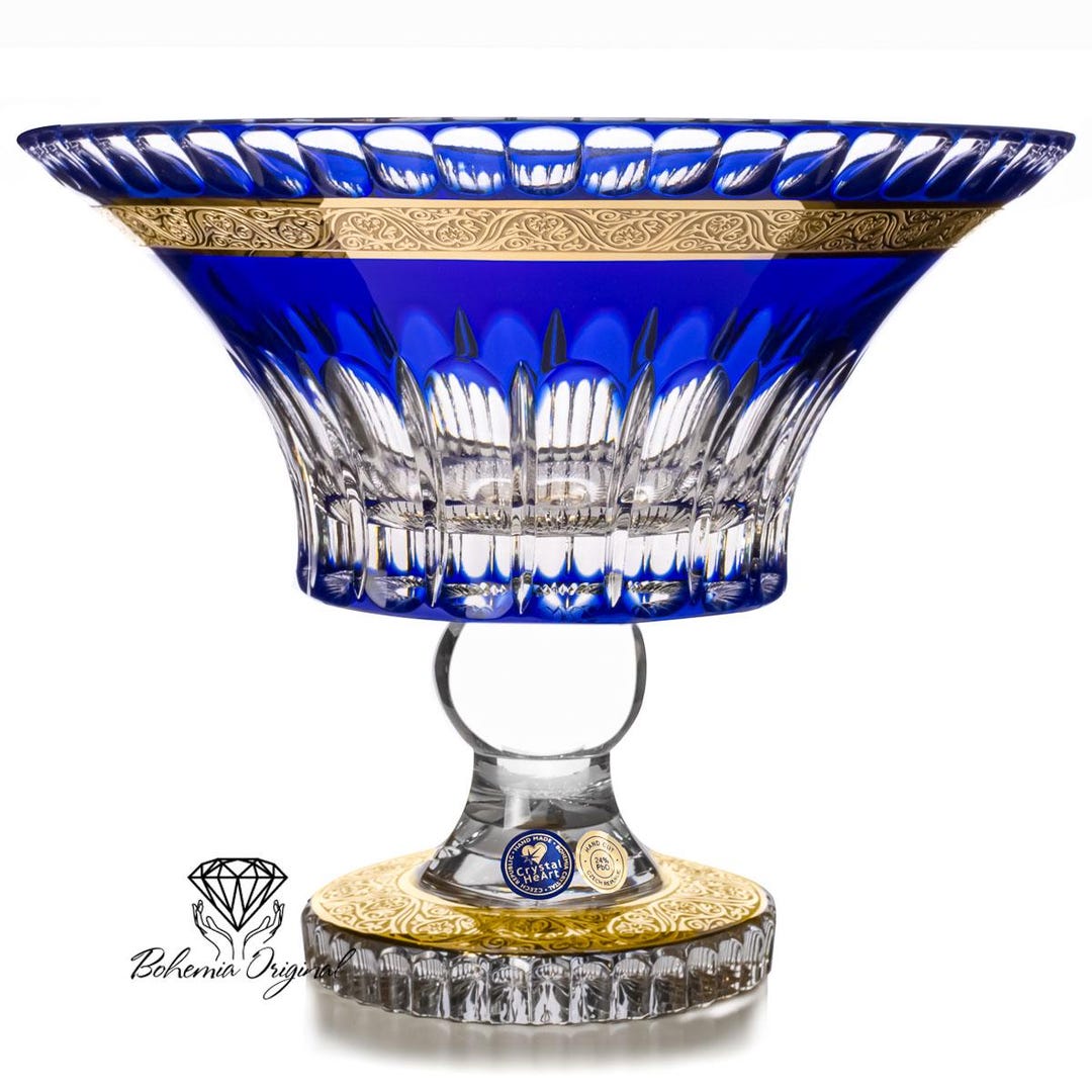 Queen Blue Crystal Bowl L 320 Mm Regal Elegance and Timeless Luxury - Etsy