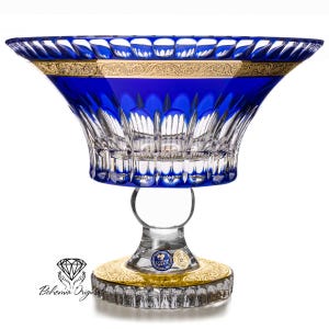 Queen Blue Crystal Bowl L 320 Mm Regal Elegance and Timeless Luxury - Etsy