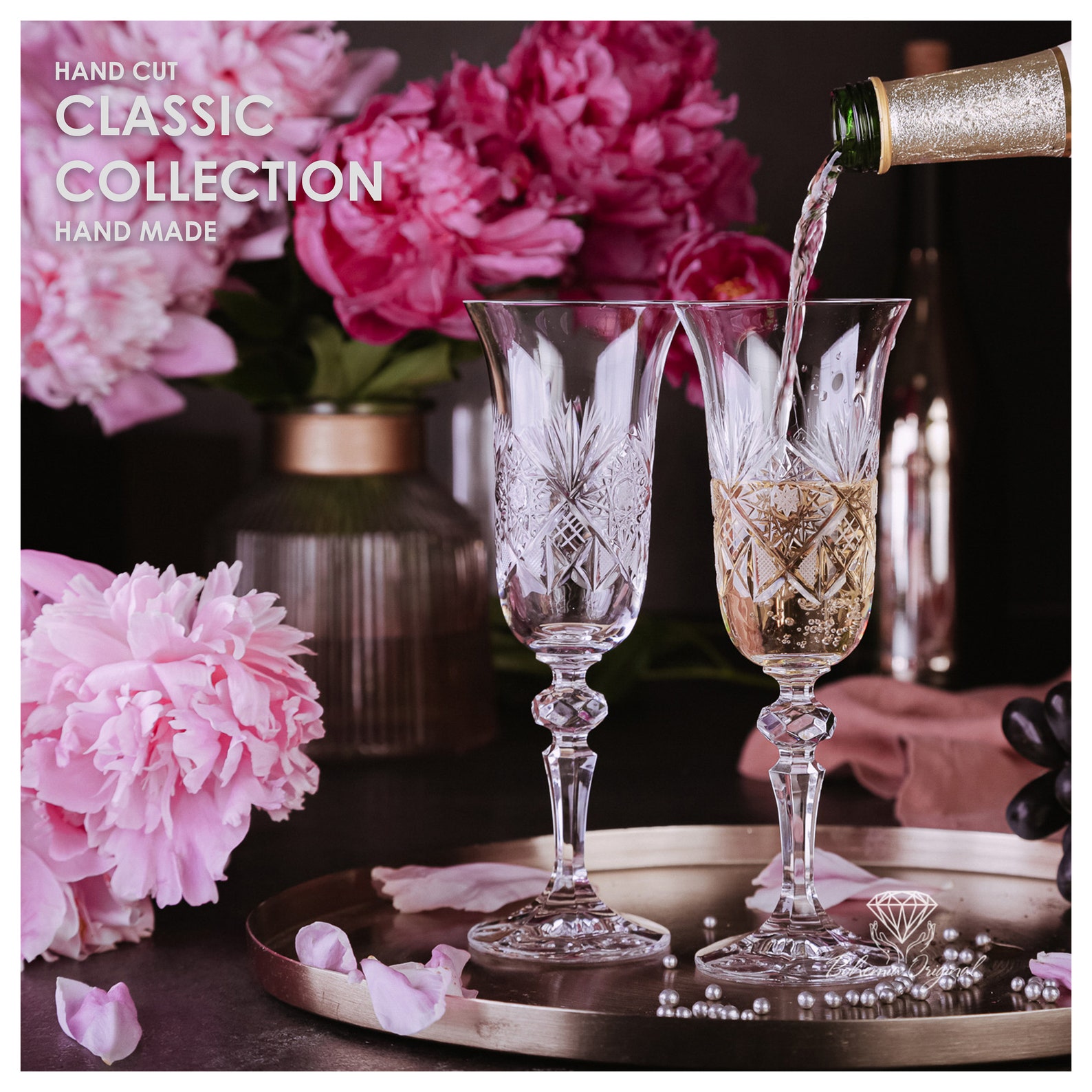 Champagne Crystal Glasses Classic Design - Etsy