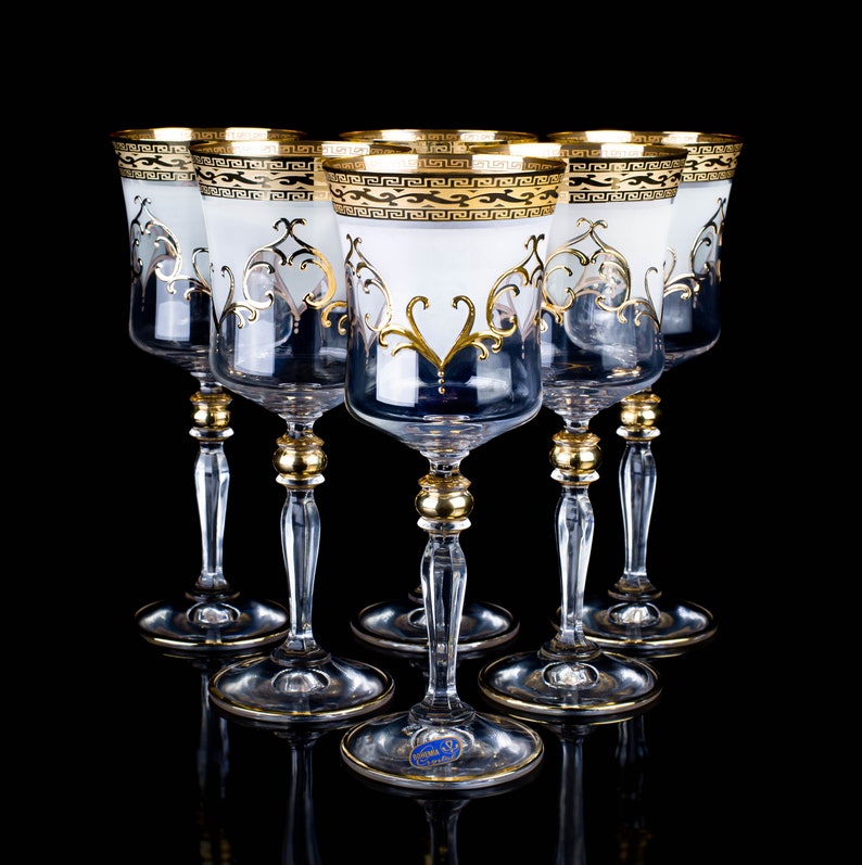 Crystal Wine Glasses Grace Collection 6pcs 250ml | Etsy