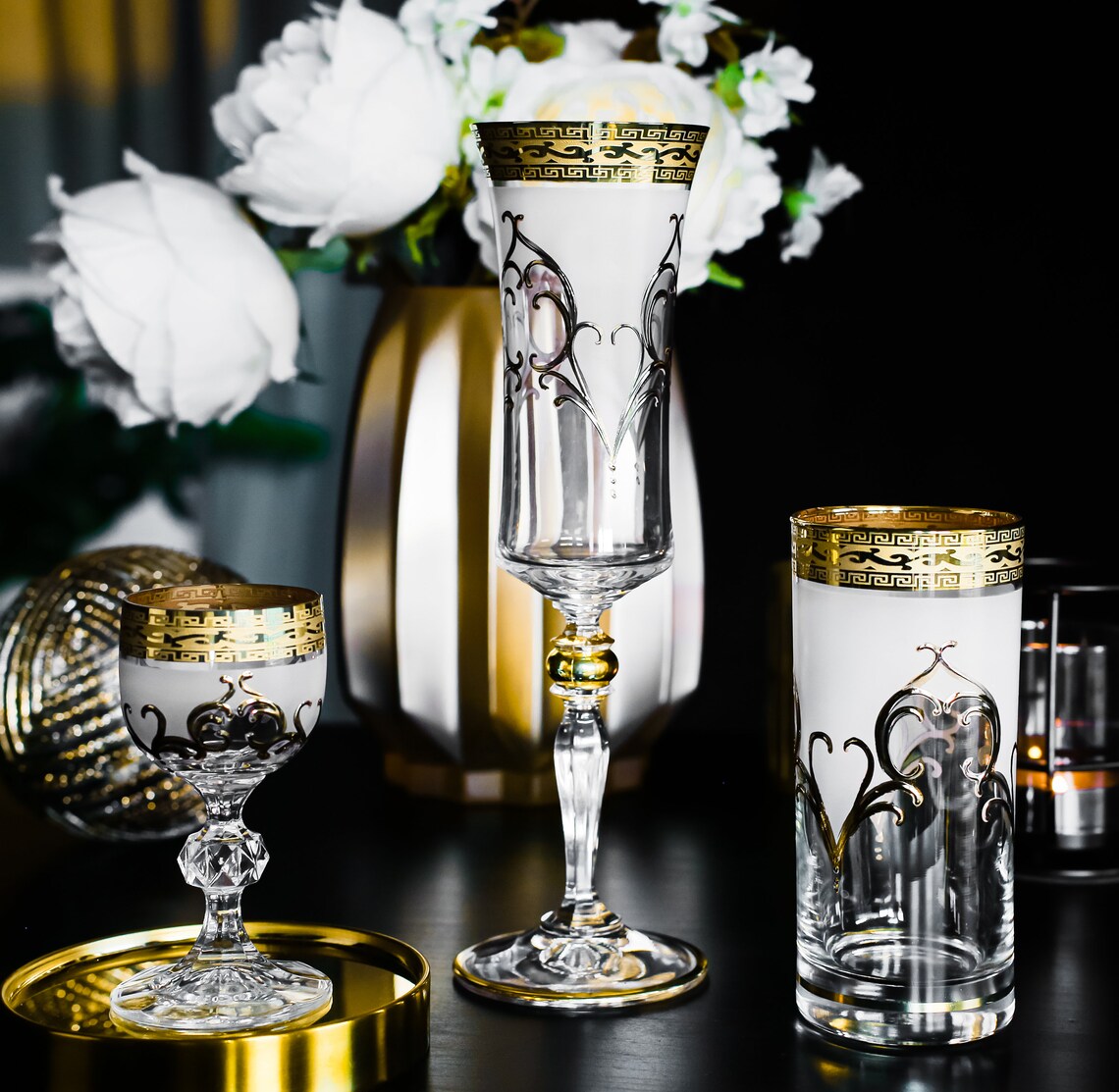 Crystal Champagne Glasses Grace Collection 6pcs 180ml - Etsy