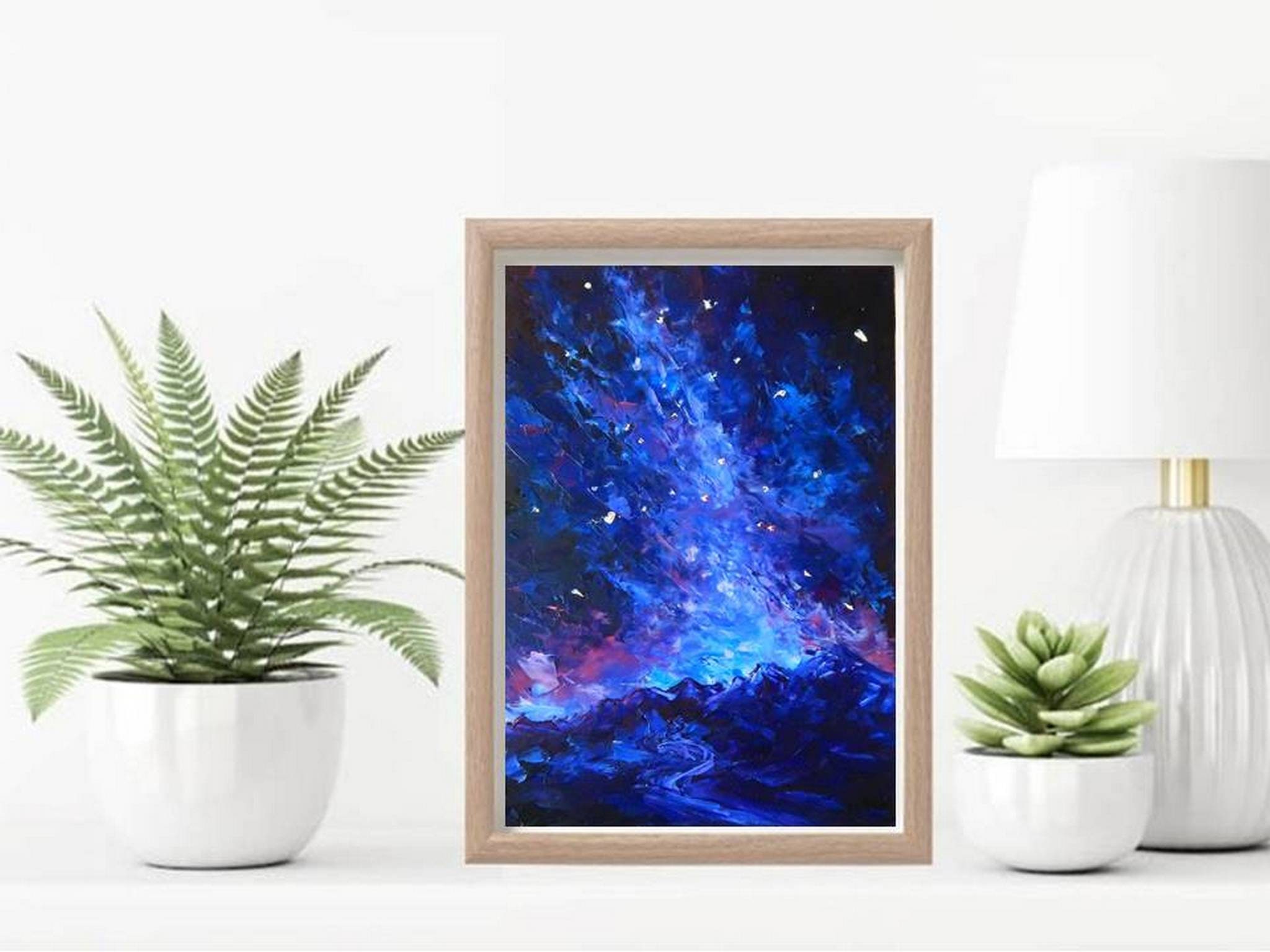 Milky Way Original Painting Galaxy Oil Painting Galaxy Wall Art Space ...