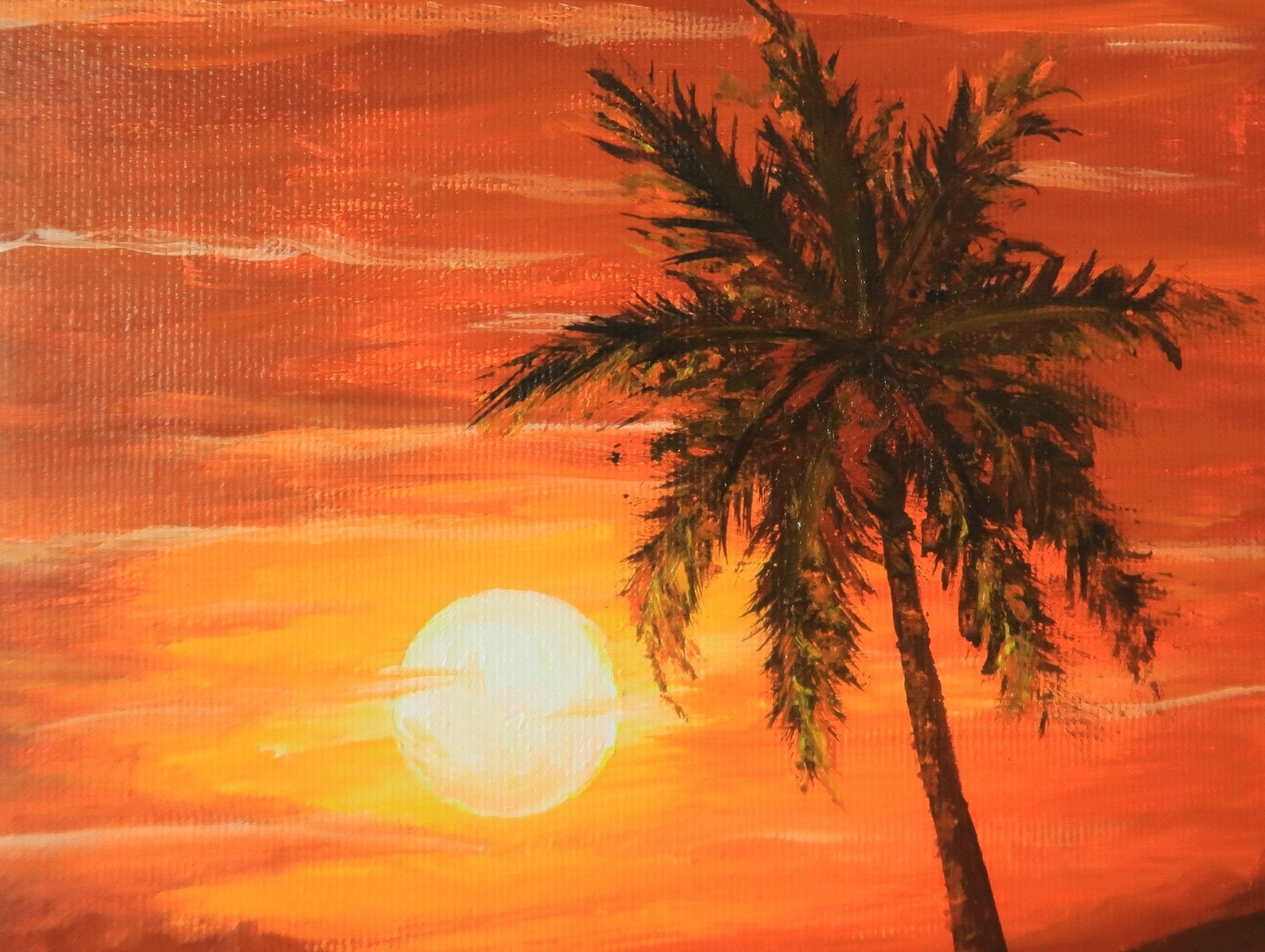 Sunset Acrylic Painting on Canvas, Original Art, Abstract Art, Ocean ...