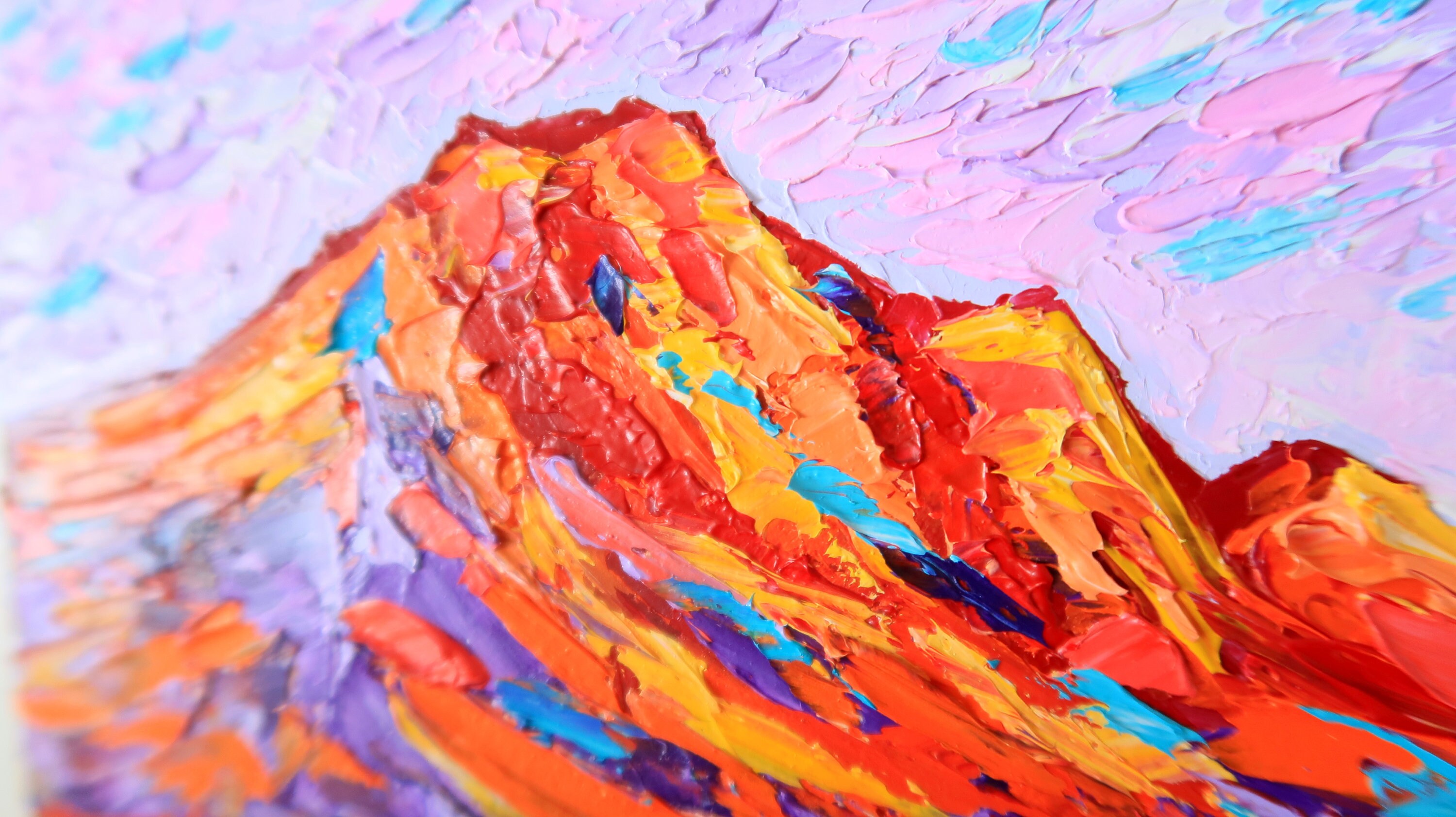 Arizona Painting Mountain Original Art Southwest Landscape Impasto Oil ...