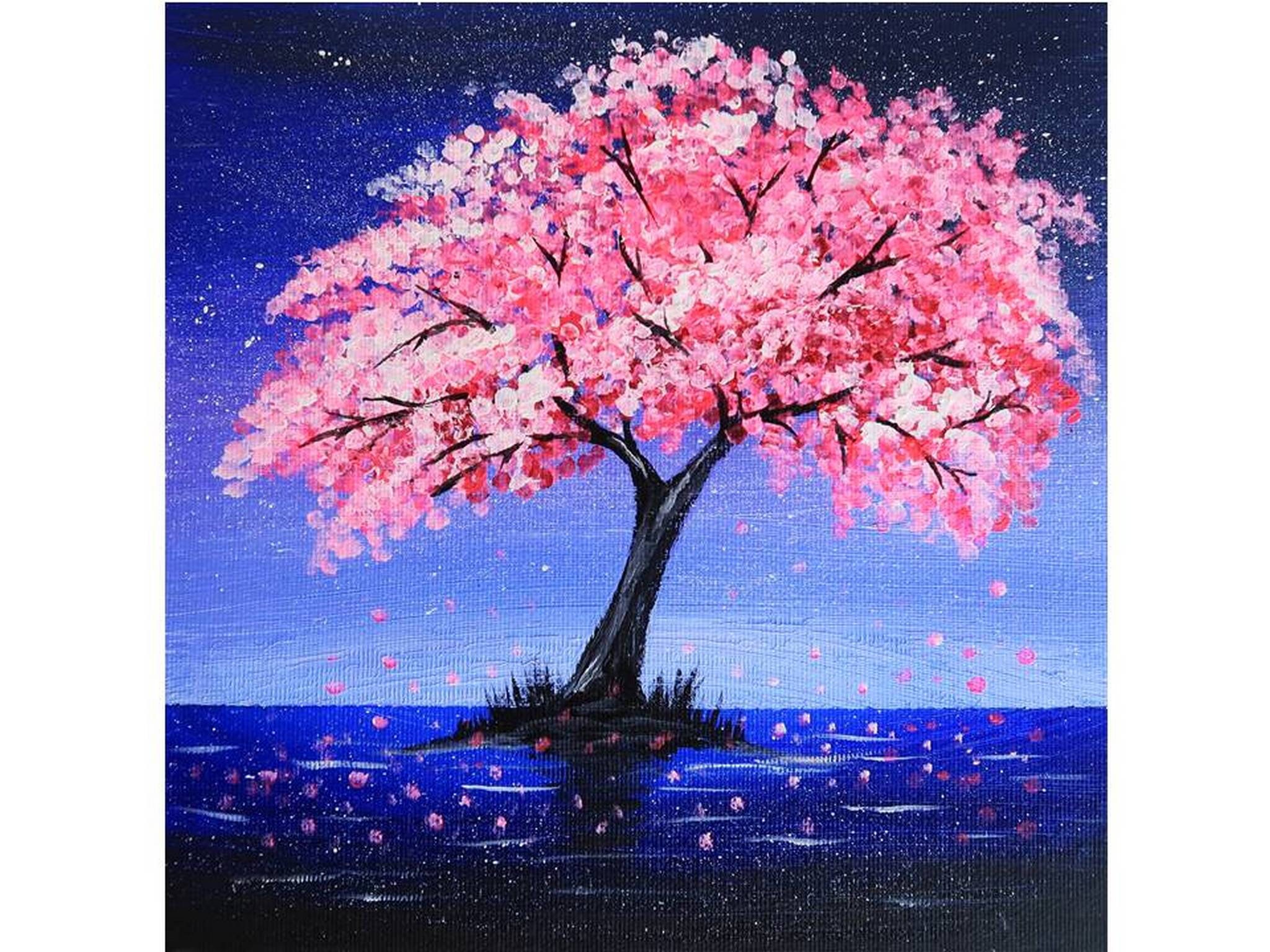 Tree of Life Square Picture Painting Original Artwork Blossom | Etsy