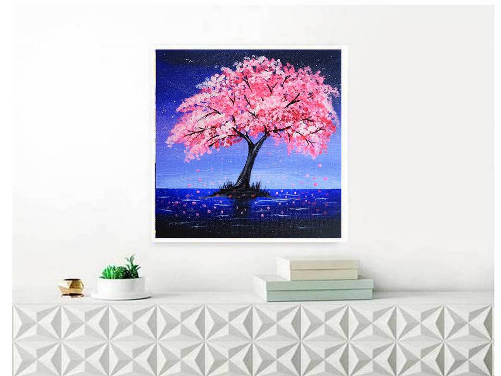 Tree of Life Square Picture Painting Original Artwork Blossom | Etsy