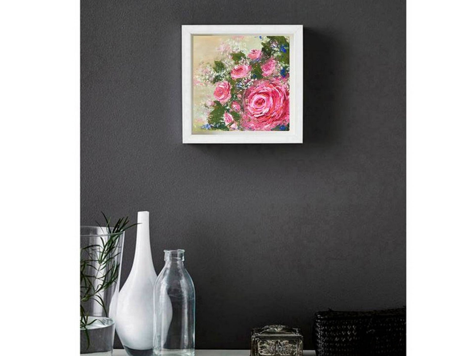 Pink Roses Painting Original Canvas Art Roses Bouquet Artwork | Etsy