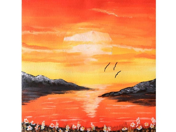 Sunset Acrylic Painting on Canvas Original Art Abstract Art | Etsy