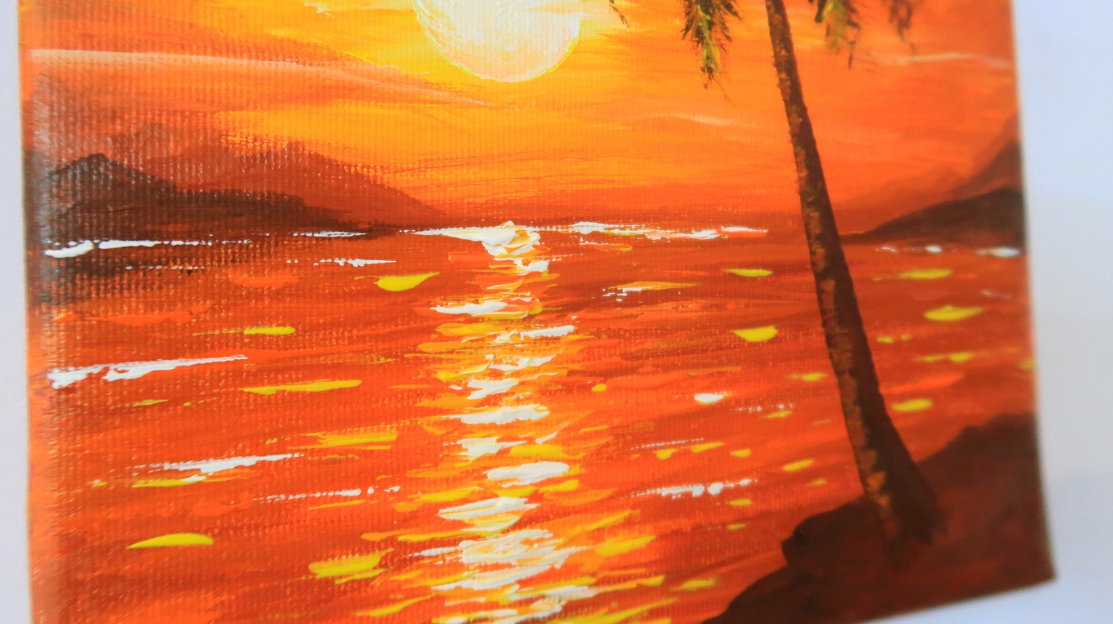 Sunset Acrylic Painting on Canvas, Original Art, Abstract Art, Ocean ...