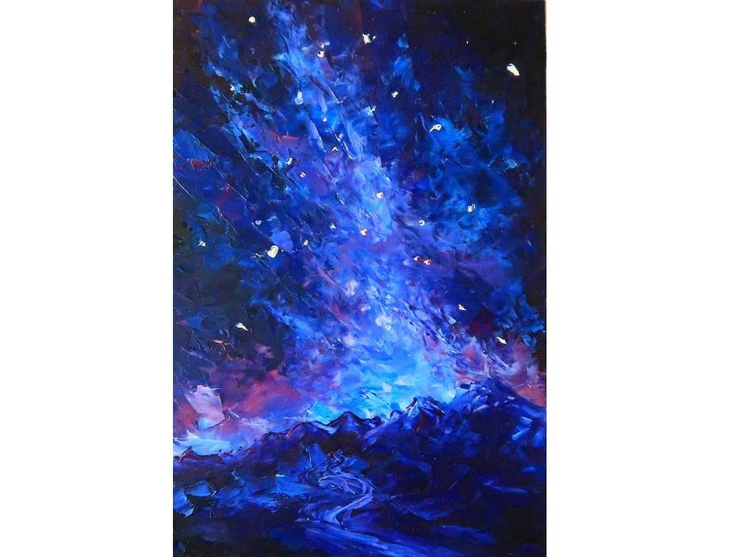 Milky Way Original Painting Galaxy Oil Painting Galaxy Wall Art Space ...