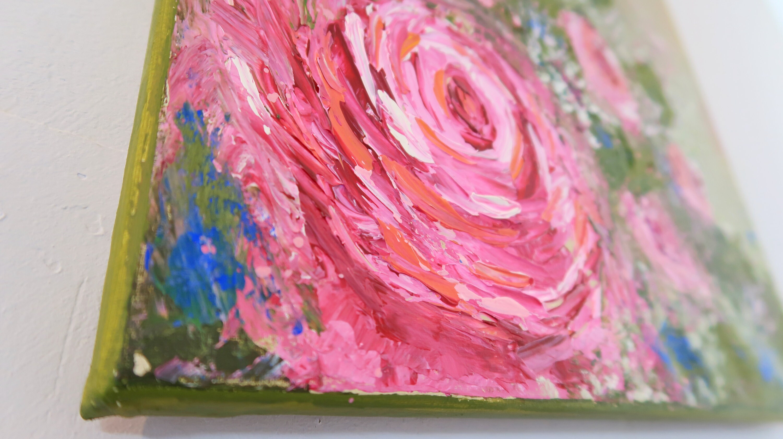 Pink Roses Painting Original Canvas Art Roses Bouquet Artwork | Etsy