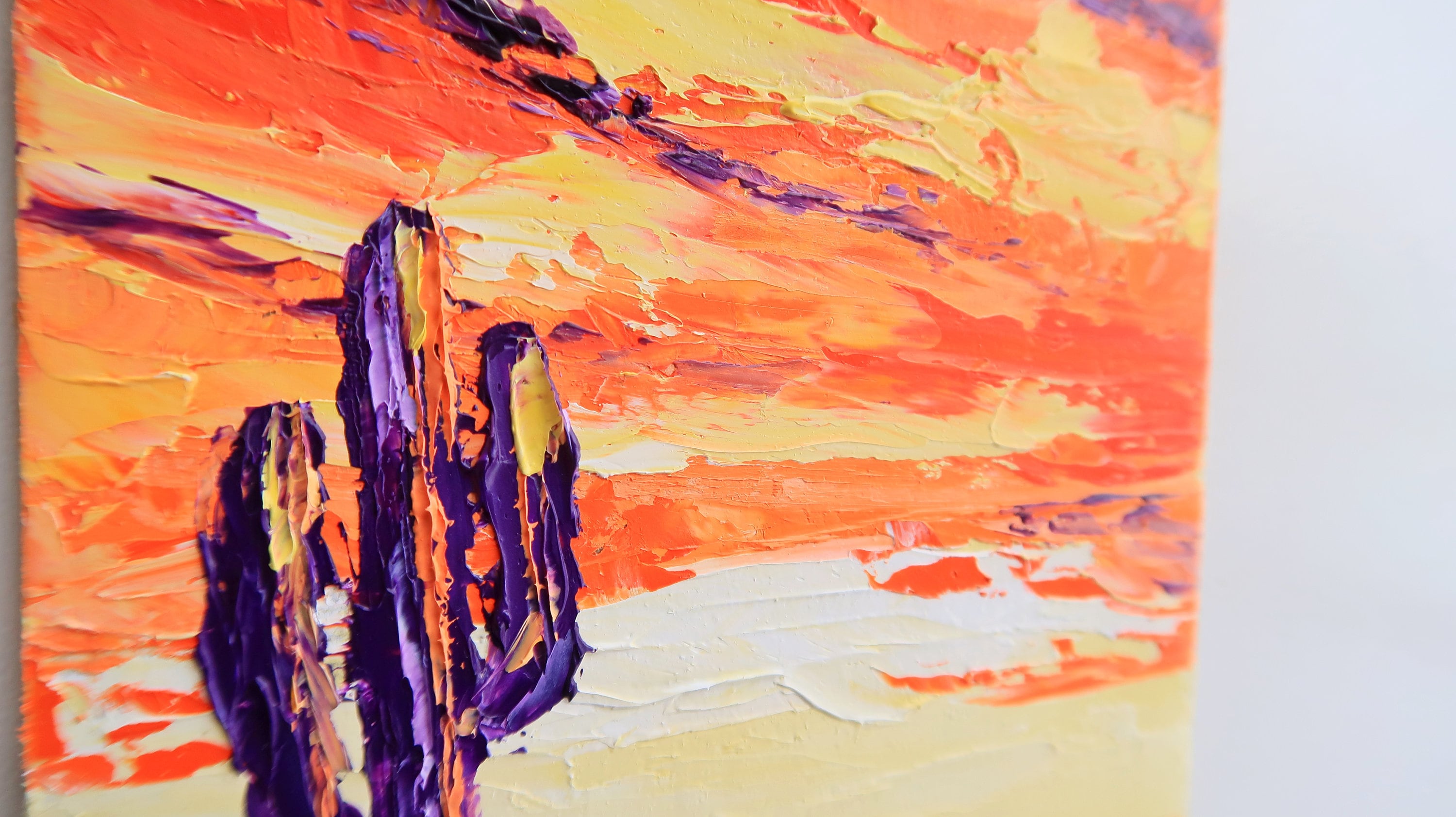 Saguaro Painting Original Artwork Arizona Landscape Impasto | Etsy