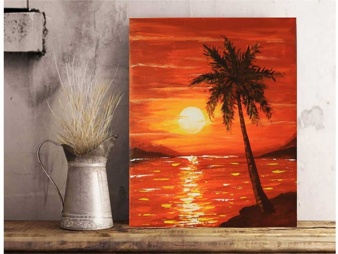 Sunset Acrylic Painting on Canvas Original Art Abstract Art - Etsy