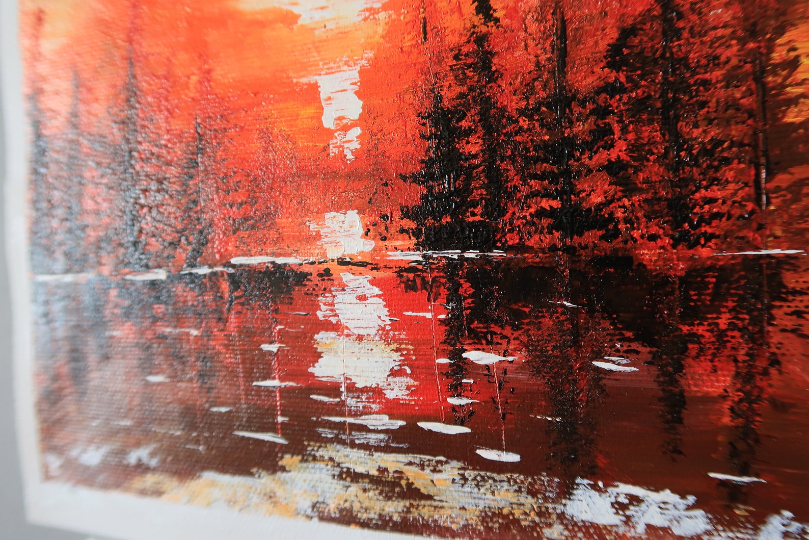 Arizona Sunset Abstract Landscape Lake Art Original Acrylic | Etsy