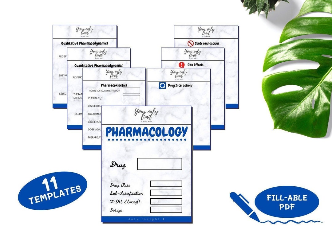 Pharmacology Note Taking Study Templates Digital Fill-able PDF ...