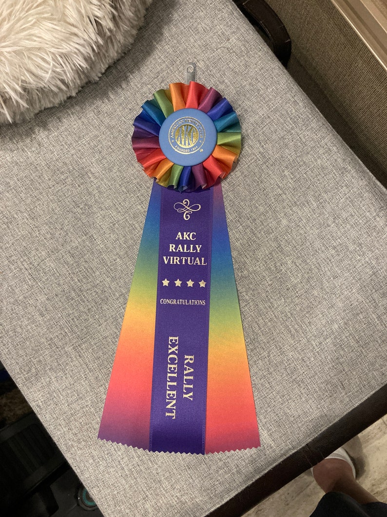 AKC Virtual Rally Title Ribbon Rosette - Novice, Intermediate, Advanced ...