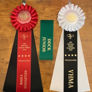 AKC Virtual Rally Title Ribbon Rosette - Novice, Intermediate, Advanced ...