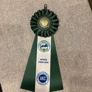 Personalized AKC Trick Dog Rosette Title Ribbon - Novice, Intermediate ...