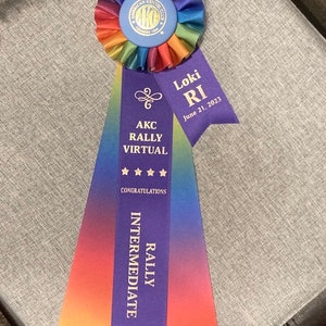 AKC Virtual Rally Title Ribbon Rosette - Novice, Intermediate, Advanced ...