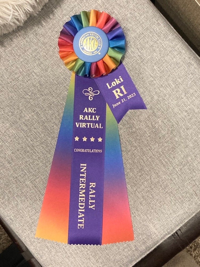 AKC Virtual Rally Title Ribbon Rosette - Novice, Intermediate, Advanced ...