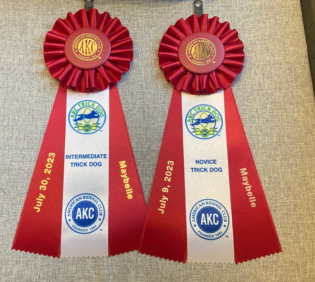 Personalized AKC Trick Dog Rosette Title Ribbon - Novice, Intermediate ...