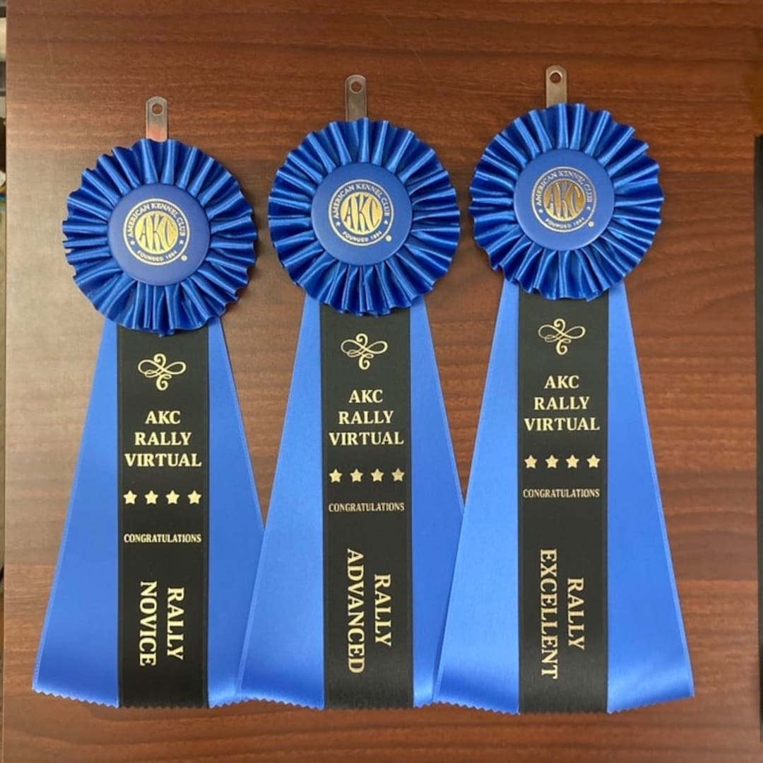 AKC Virtual Rally Title Ribbon Rosette - Novice, Intermediate, Advanced ...
