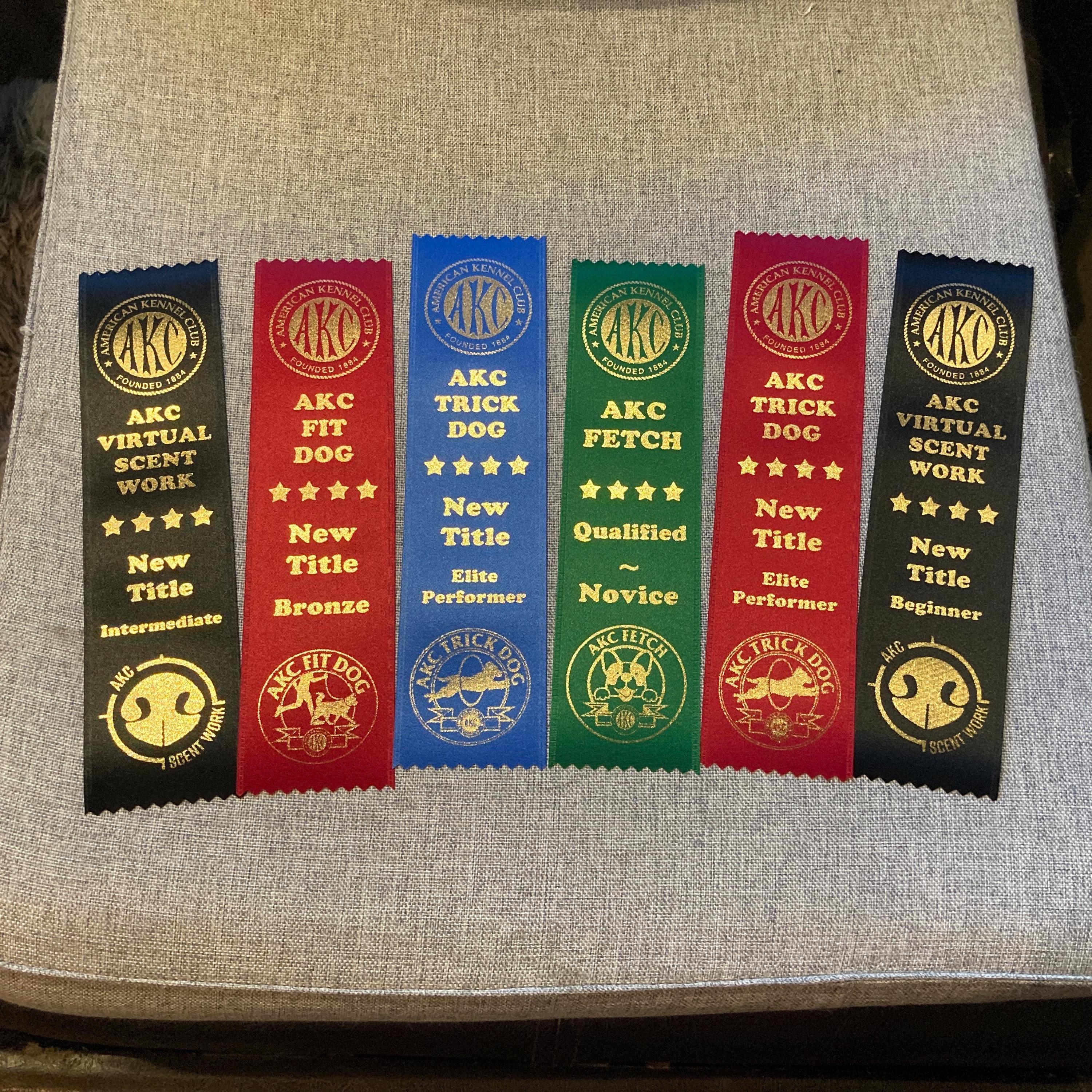 Flat Qualifying & New Title Ribbons - AKC Trick Dog, Virtual Scent Work ...