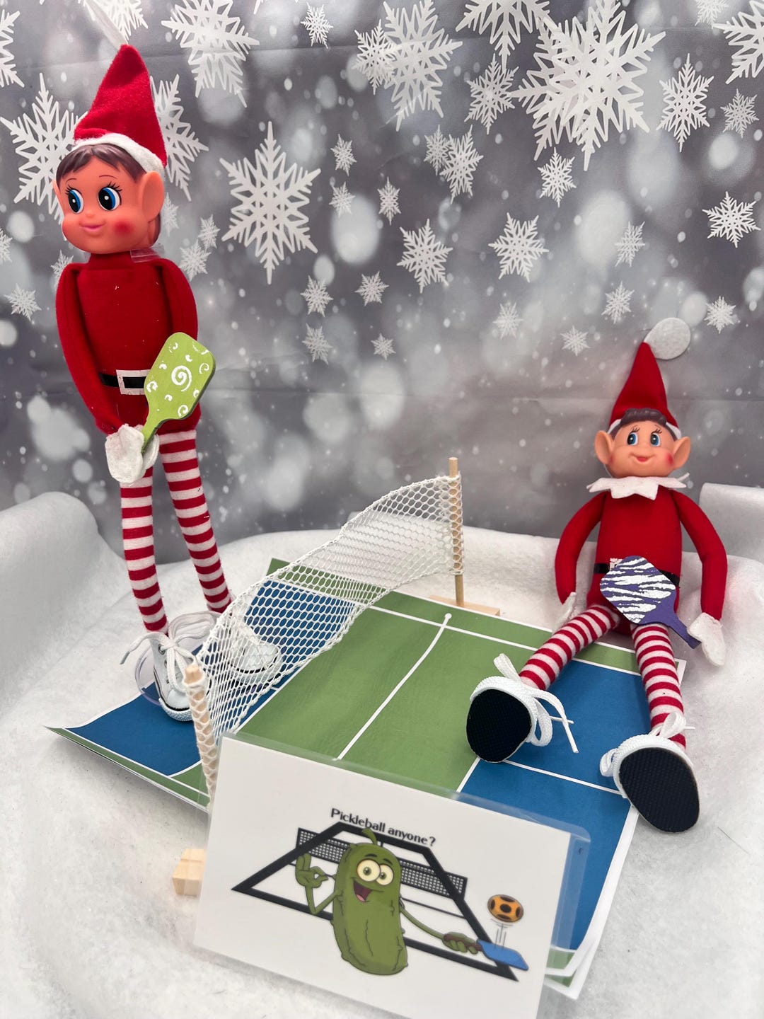 Elf Pickleball Set With 2 Paddles, 1 Ball, Laminated Sign, Sign Stand ...