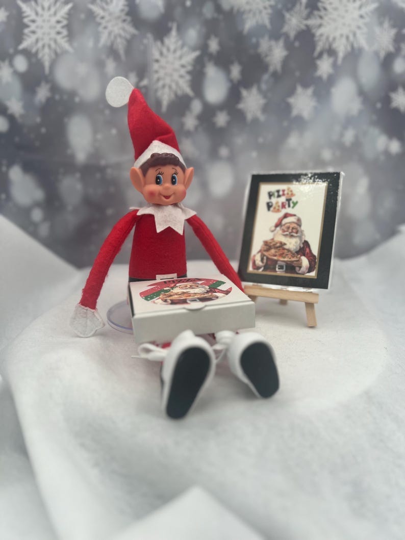 Elf Pizza Night Prop, Mini Box & Laminated Sign - Etsy
