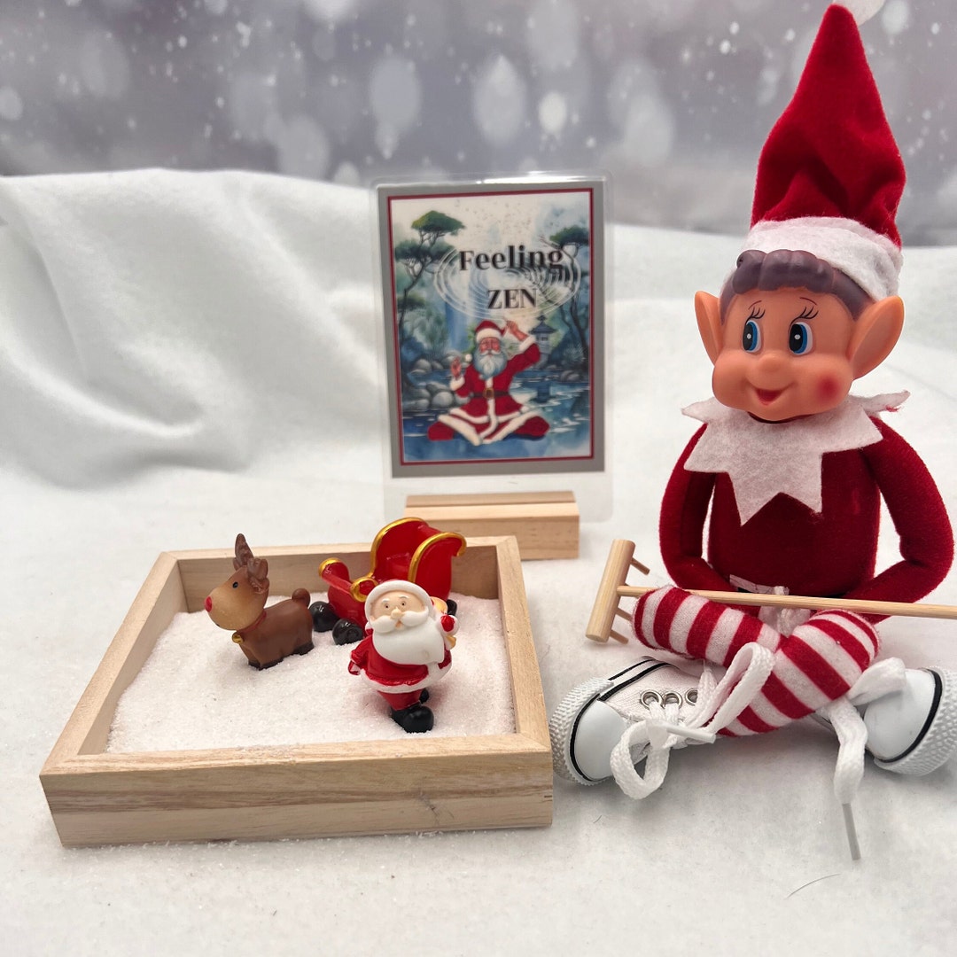 Elf Miniature Christmas Zen Garden With 5 Inch Wood Platform, Rake ...