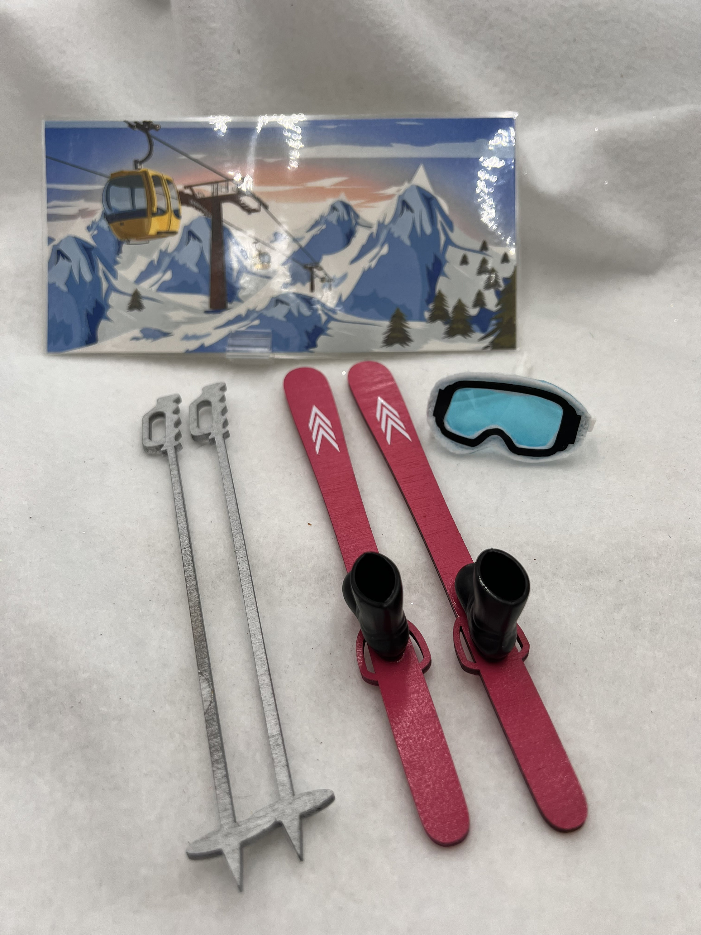 Elf Ski Scene Set: Wood Skis, Poles, Goggles & Sign - Etsy
