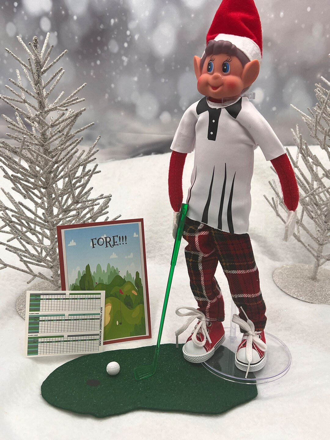 Full Elf Golf Set With Pants, Shirt, 2 Clubs, Ball and Greens With Hole ...